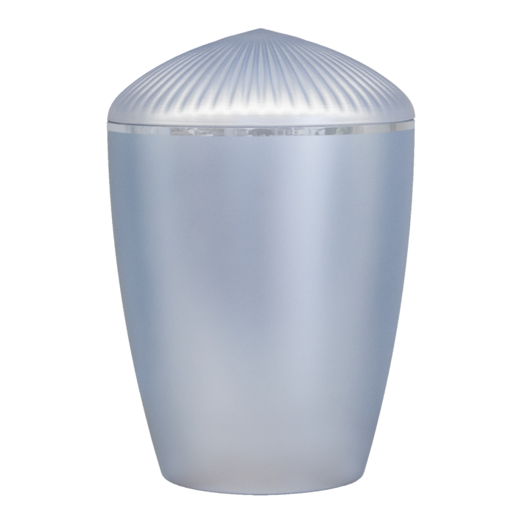 Ferndown Silver Band Cremation Urn – Light Blue – CremationUrnsDirect